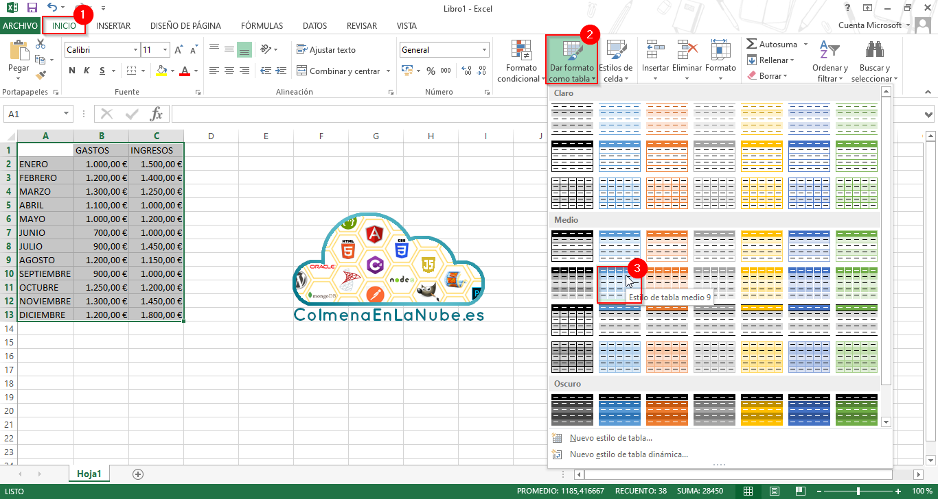 Excel: Dar formato como tabla - Parte 1 - Colmena en la nube